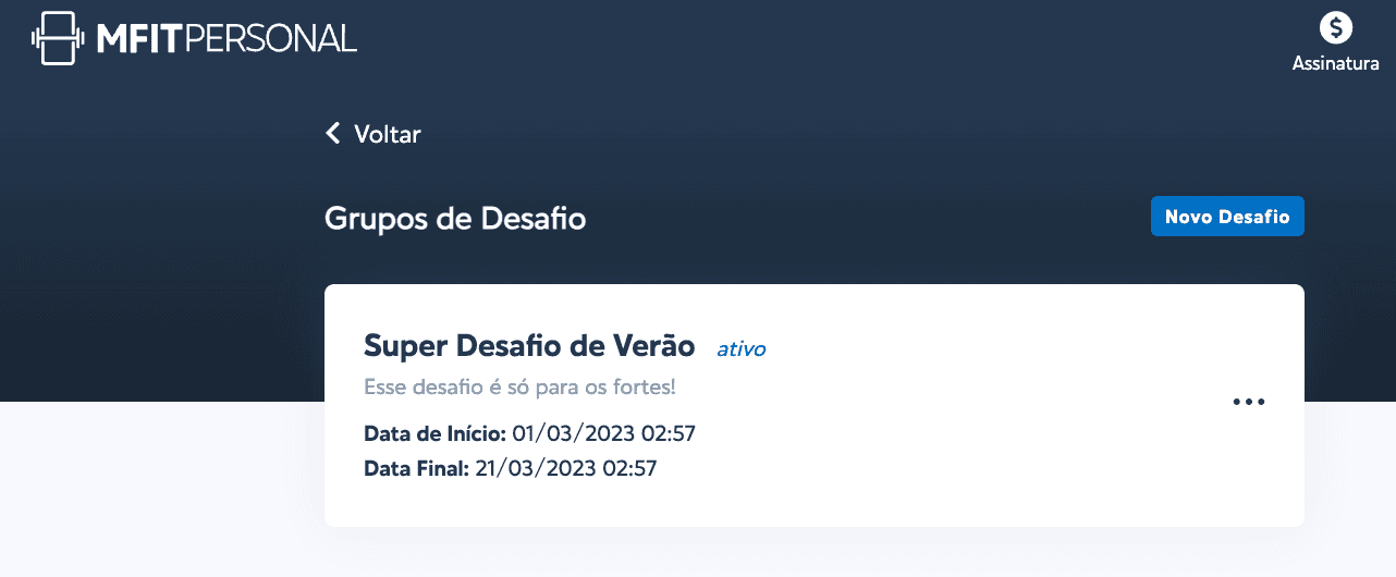 Como visualizar um desafio que já foi criado? - MFIT Personal
